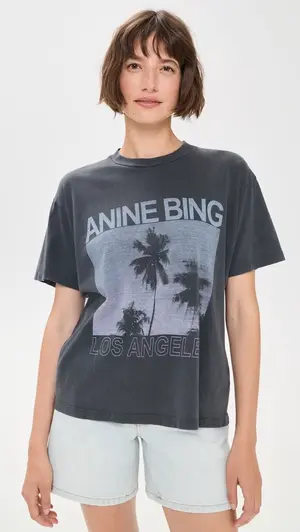 ANINE BING Cade Palms Tee - Washed Grey