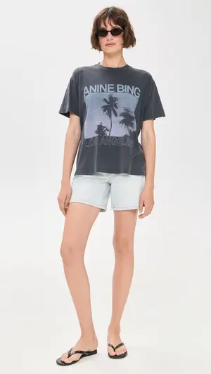 ANINE BING Cade Palms Tee - Washed Grey