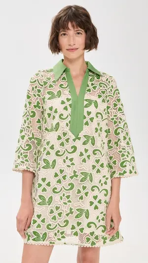 English Factory Embroidered Clover Mini Dress