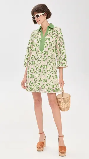 English Factory Embroidered Clover Mini Dress