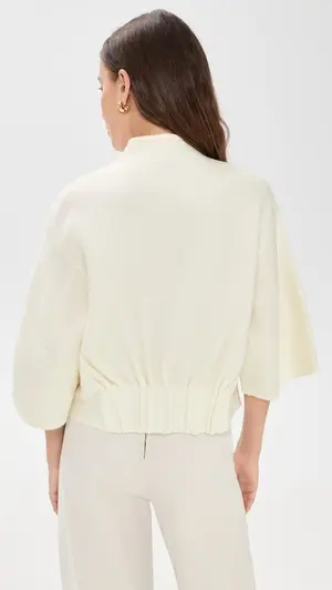 HOUSE OF DAGMAR Short Wool Cardigan With Surplice Neck - Off White