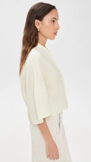 HOUSE OF DAGMAR Short Wool Cardigan With Surplice Neck - Off White
