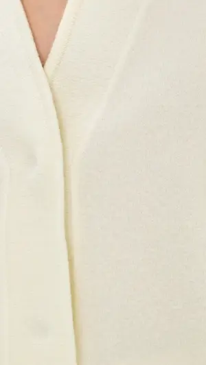 HOUSE OF DAGMAR Short Wool Cardigan With Surplice Neck - Off White