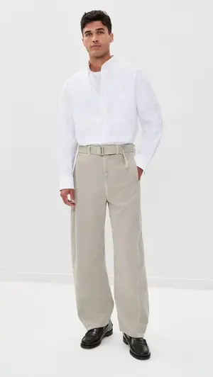 LEMAIRE Twisted Belted Pants - Moonstone
