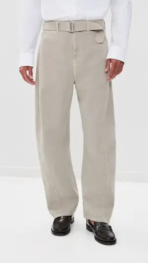 LEMAIRE Twisted Belted Pants - Moonstone