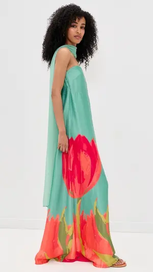DIARRABLU Strapless Maxi Dress With Scarf