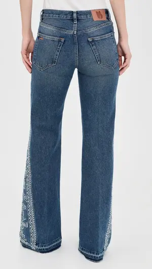 Ba&sh Vivy Embroidered Jeans - Usedblue