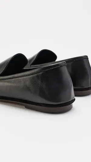LEMAIRE Leather Slippers - Black