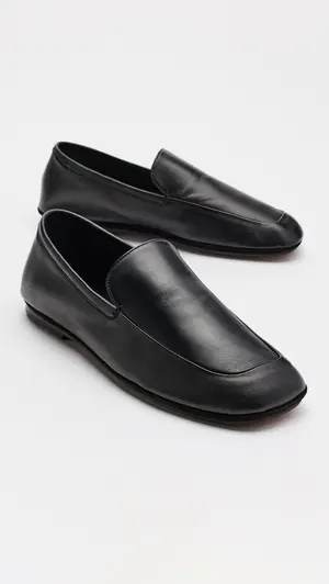LEMAIRE Leather Slippers - Black