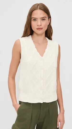 Varley Tatyana Cable Knit Vest - Egret