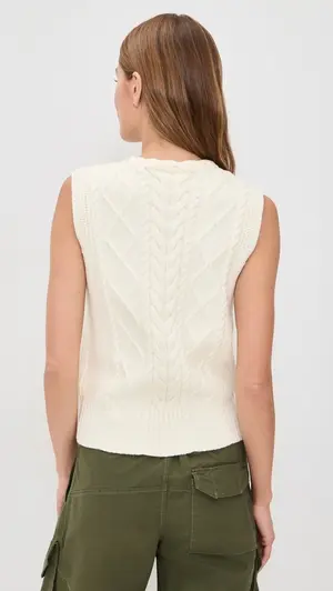 Varley Tatyana Cable Knit Vest - Egret