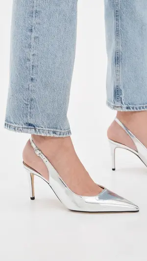 STUART WEITZMAN Power 75 Slingbacks - Silver