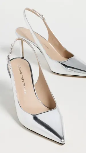 STUART WEITZMAN Power 75 Slingbacks - Silver