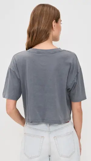 ANINE BING Johnny Cropped Tee - Washed Grey