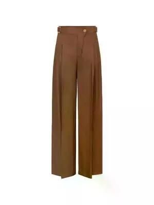 Elisabetta Franchi High-waist Palazzo Trousers With Straps And Golden Metal Rings