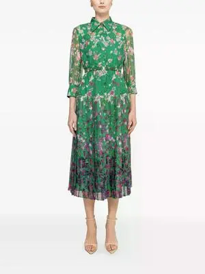 NISSA Printed Pleated Midi Dress