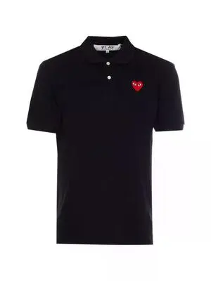 Play Comme Des Garcon Logo-patch Polo Shirt - Black