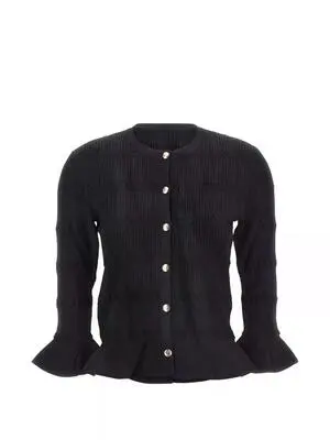 Liu Jo Rib-knit Cardigan With Ruffle Details - Black