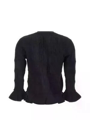 Liu Jo Rib-knit Cardigan With Ruffle Details - Black