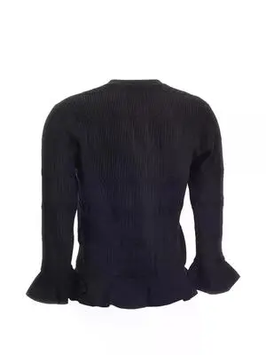 Liu Jo Rib-knit Cardigan With Ruffle Details - Black