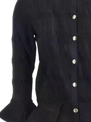 Liu Jo Rib-knit Cardigan With Ruffle Details - Black