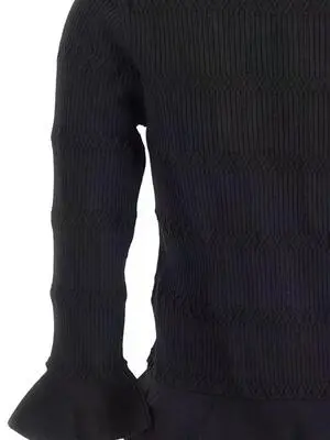 Liu Jo Rib-knit Cardigan With Ruffle Details - Black