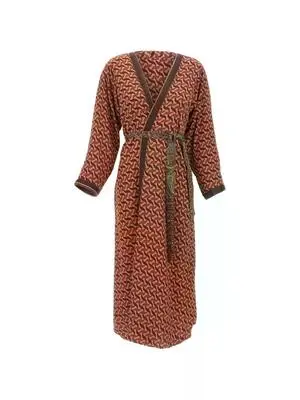 PICUS VIRIDIS Abstract-motif Reversible Kimono Dress - Brown
