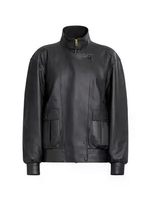 Elie Saab Leather High-neck Jacket