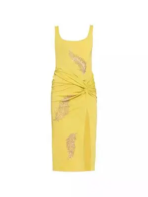 DES_PHEMMES Beaded-feather Midi Dress