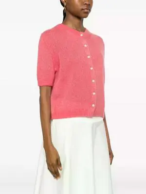 Hemisphere Button Short-sleeve Cardigan