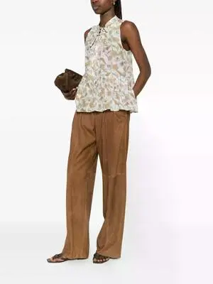 Hemisphere Floral-print Tie-neck Top