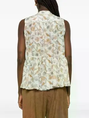Hemisphere Floral-print Tie-neck Top