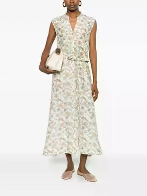 Hemisphere Floral-print Belted Midi Dress