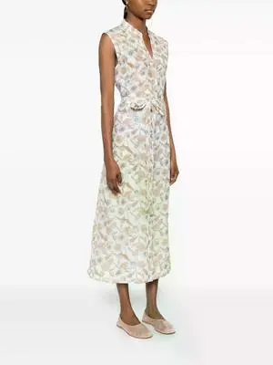 Hemisphere Floral-print Belted Midi Dress