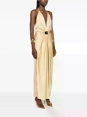 SIMONA CORSELLINI Halter-neck Maxi Dress - Neutrals