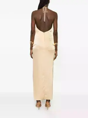SIMONA CORSELLINI Halter-neck Maxi Dress - Neutrals