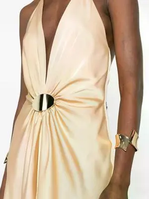 SIMONA CORSELLINI Halter-neck Maxi Dress - Neutrals