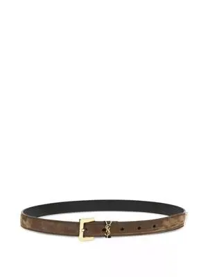 Saint Laurent Logo-buckle Leather Belt - Brown