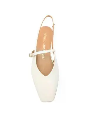 PEDRO MIRALLES Square-toe Slingback Mules - Neutrals