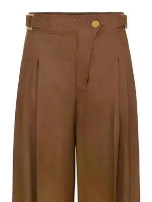 Elisabetta Franchi Palazzo Trousers With Straps And Golden Rings