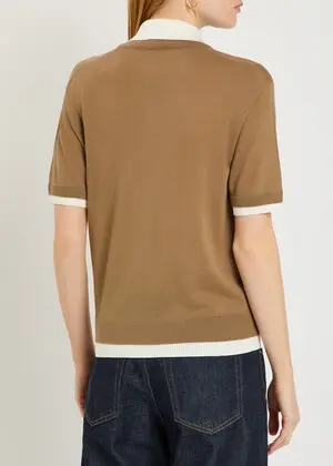 Moncler Wool Layered Polo Top - Camel
