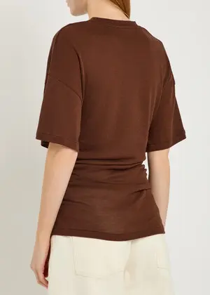 AKYN Ruched Fine-knit T-shirt