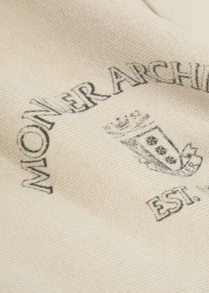 Moncler Logo Hooded Cotton Sweatshirt - Beige