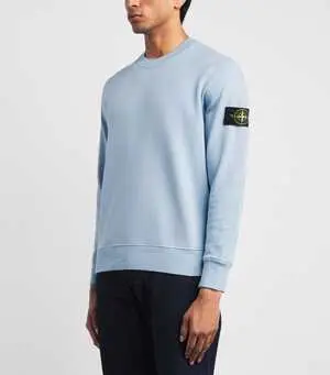 Stone Island Cotton Sweatshirt With Compass Logo - Blue