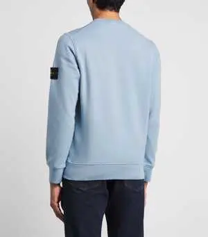 Stone Island Cotton Sweatshirt With Compass Logo - Blue