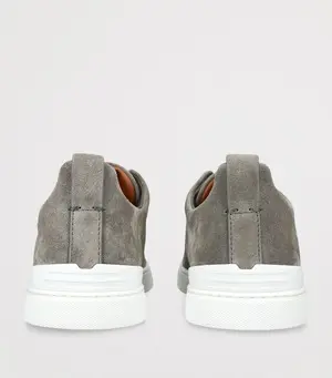Zegna Suede Triple Stitch Sneakers - Grey