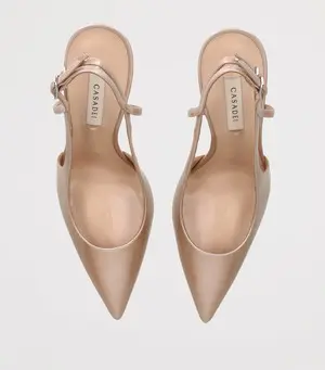 Casadei Patent Leather Slingback Heels - Beige