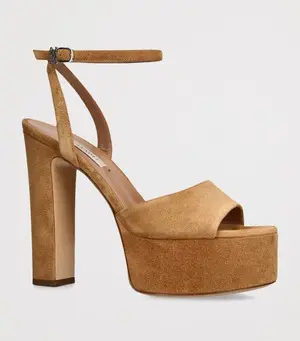 Casadei Suede Patty Platform Heels 130 - Beige