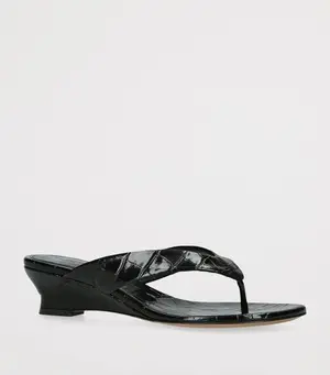 Le Monde Beryl Leather Micro Wedge Sandals 40 - Black
