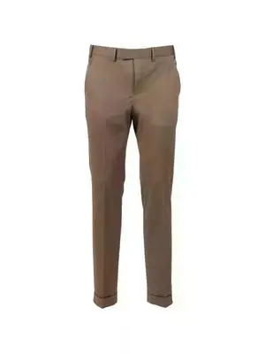 PT TORINO Flap-pocket Turn-up Trousers - Brown